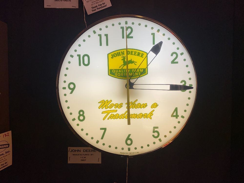 John Deere Lighted Wall Clock Aumann Auctions Inc