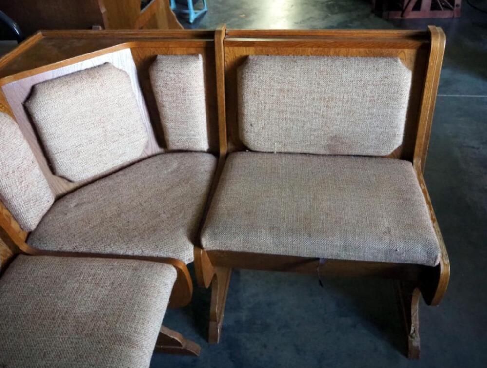 Vintage Style Corner Bench With Cushion Bottom And Back 33 High x 65 Long x 50 Deep Mayo Auction Realty