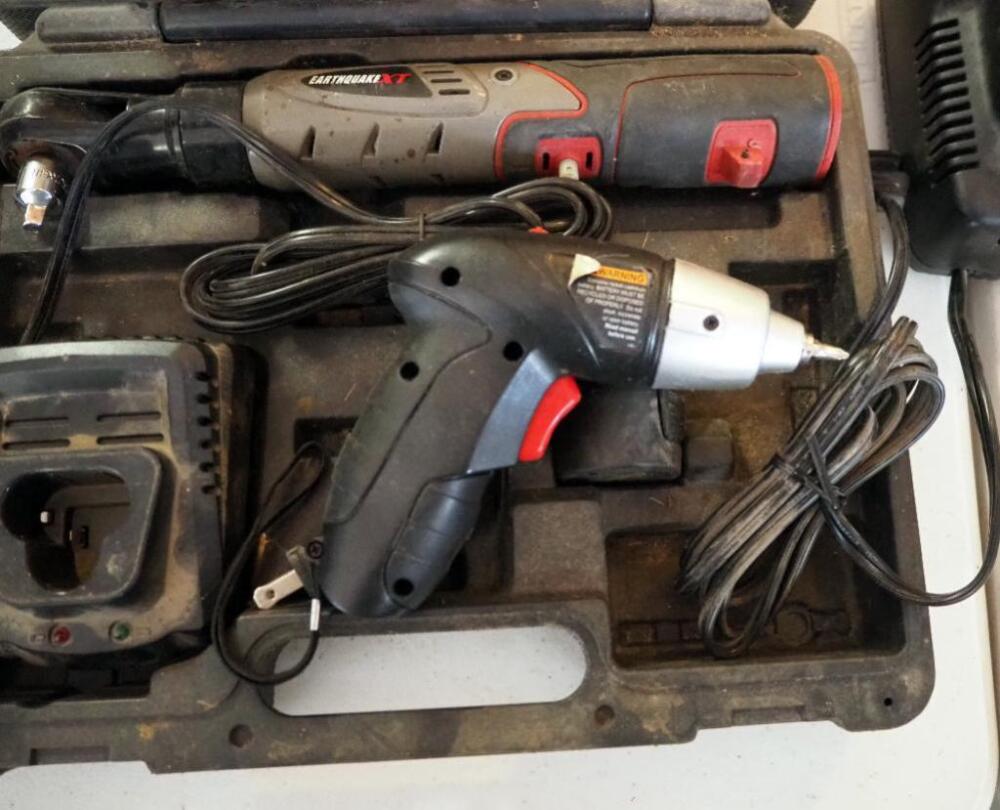 DeWalt 18V .5 Impact Wrench Model DW059 With Batteries And Charger Earthquake XT Cordless Ratchet And Drillmaster Cordless Screwdriver Mayo Auction Realty